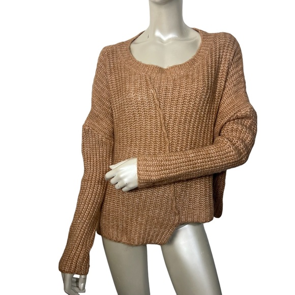 Fava Knit | Sweaters | Fava Knit Camel Brown Ivory Asymmetrical Long Sleeve Sweater | Poshmark